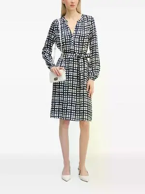 MARC AUREL Geometric-print Belted Midi Dress