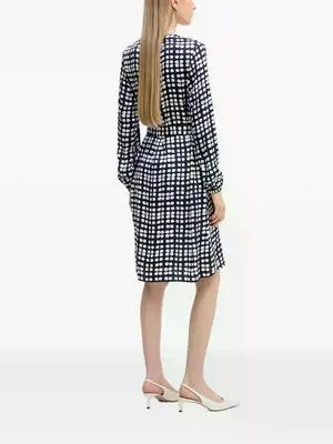 MARC AUREL Geometric-print Belted Midi Dress