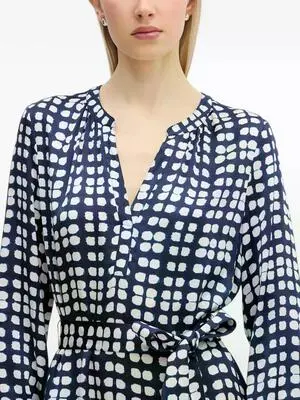 MARC AUREL Geometric-print Belted Midi Dress