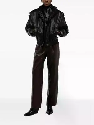 DUCIE Fiona Leather Bomber Jacket