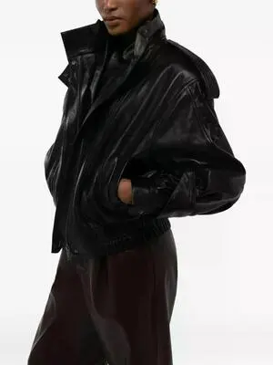 DUCIE Fiona Leather Bomber Jacket