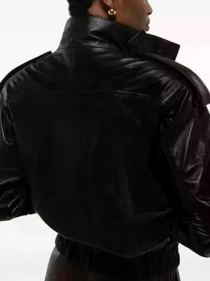 DUCIE Fiona Leather Bomber Jacket