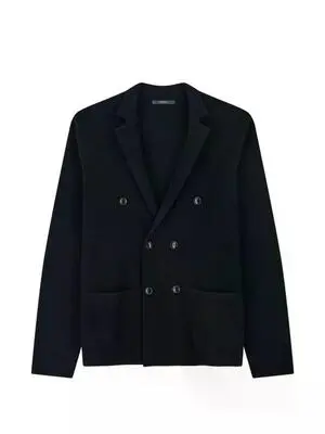 Boggi Milano Double-breasted Blazer In Extrafine Merino Wool - Blue