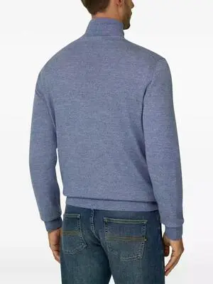 Boggi Milano Turtleneck Jumper In Merino Wool Cashwool® Moulin - Blue