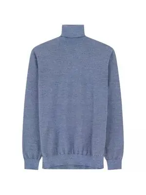 Boggi Milano Turtleneck Jumper In Merino Wool Cashwool® Moulin - Blue