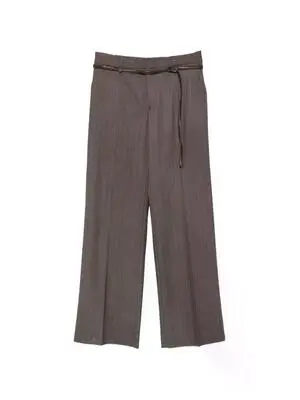 RAME Pinstripe Belted Trousers - Brown
