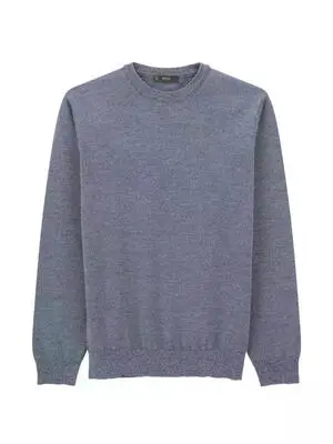 Boggi Milano Crew-neck Jumper In Merino Wool Cashwool® Moulin - Blue