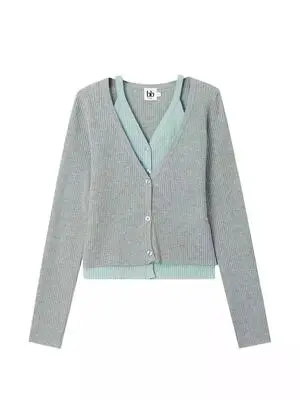 B+AB Ribbed-knit Layered Cardigan - Grey
