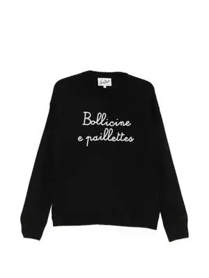 MC2 SAINT BARTH Tessa Embroidered Crew-neck Sweater - Black