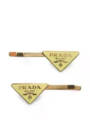 Prada Metal Hair Clips - Gold