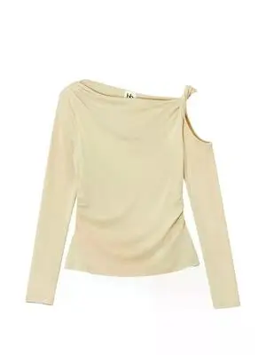 B+AB Asymmetric-neck Ruched Top