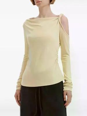 B+AB Asymmetric-neck Ruched Top