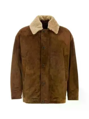 SALVATORE SANTORO Shearling-collar Suede Jacket - Brown