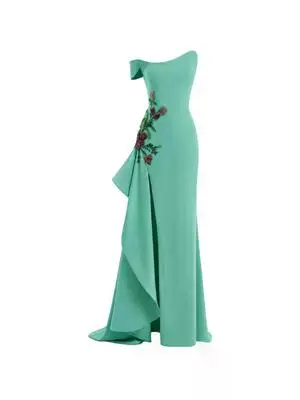 GEMY MAALOUF Asymmetrical Floral-embroidered Dress