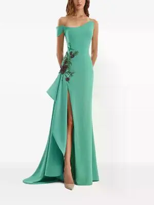 GEMY MAALOUF Asymmetrical Floral-embroidered Dress