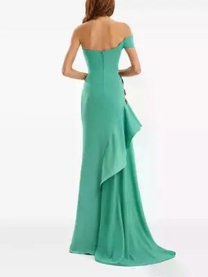 GEMY MAALOUF Asymmetrical Floral-embroidered Dress