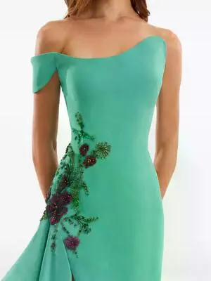 GEMY MAALOUF Asymmetrical Floral-embroidered Dress