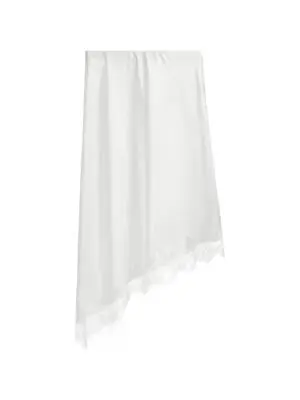 B+AB Lace-trim Asymmetric Midi Skirt - White