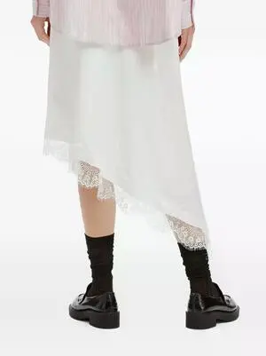 B+AB Lace-trim Asymmetric Midi Skirt