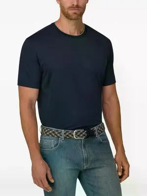 Boggi Milano T-shirt In Cotton And Silk Jersey - Blue