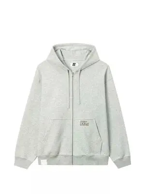 Izzue Slogan-print Zip-up Hoodie - Grey