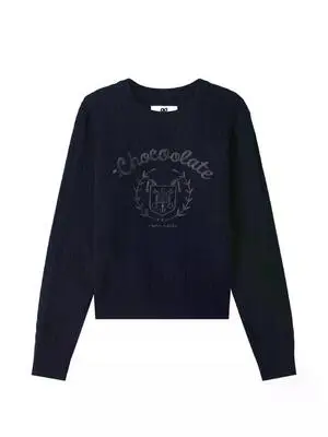 CHOCOOLATE Cable-knit Logo-embroidered Sweater - Blue