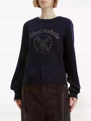 CHOCOOLATE Cable-knit Logo-embroidered Sweater
