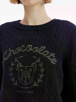 CHOCOOLATE Cable-knit Logo-embroidered Sweater