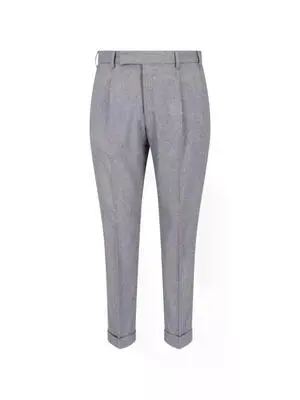 PT TORINO Pleated Turn-up Trousers - Grey