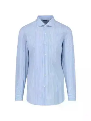 FINAMORE 1925 Striped Cotton Shirt - Blue