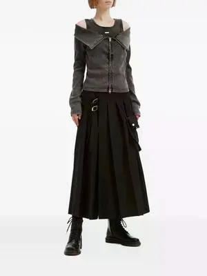 MUSIUM DIV. Off-shoulder Zip-up Layered Top - Black