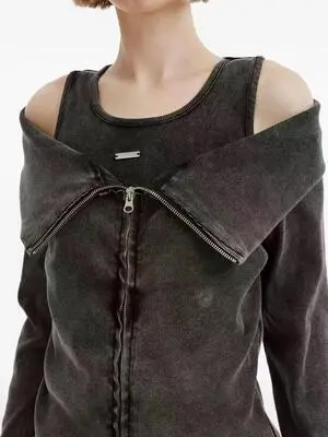 MUSIUM DIV. Off-shoulder Zip-up Layered Top
