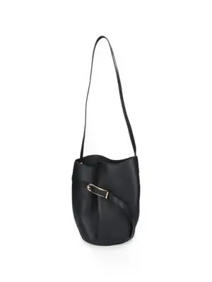 LIFFNER Belted Buckle-detail Pebbled Bucket Bag