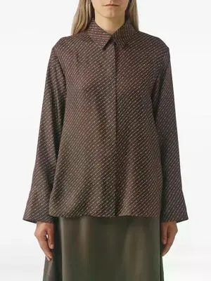 Max Mara Farea Monogram-print Silk Shirt - Brown