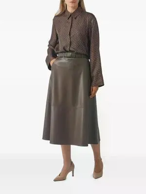Max Mara Farea Monogram-print Silk Shirt - Brown