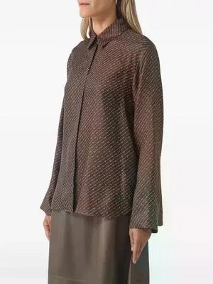 Max Mara Farea Monogram-print Silk Shirt - Brown