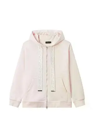TOUT A COUP Lace-trim Zip-up Hoodie - Pink