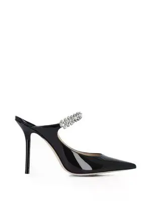 JIMMY CHOO Bing 100 Patent-leather Mules With Crystal Strap - Black