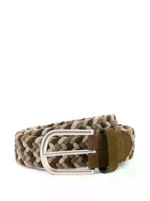 Boggi Milano Woven Stretch Wool Blend Belt - Brown
