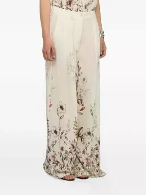 SEMICOUTURE Angeline Floral-print Palazzo Pants - Neutrals
