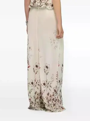 SEMICOUTURE Angeline Floral-print Palazzo Pants - Neutrals