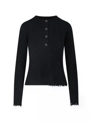 UMA WANG Distressed Ribbed-knit Sweater