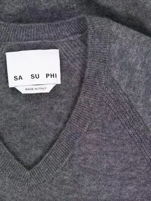 SA SU PHI V-neck Raglan-sleeve Sweater - Grey