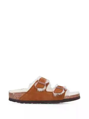 BIRKENSTOCK Arizona Shearling-lined Suede Sandals - Brown