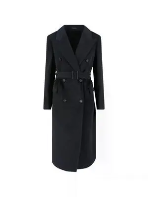 Tagliatore Jole Double-breasted Belted Midi Coat - Grey