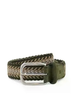 Boggi Milano Woven Stretch Wool Blend Belt - Green