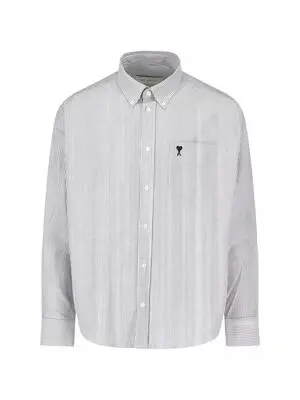 AMI Paris De Coeur Striped Shirt - White