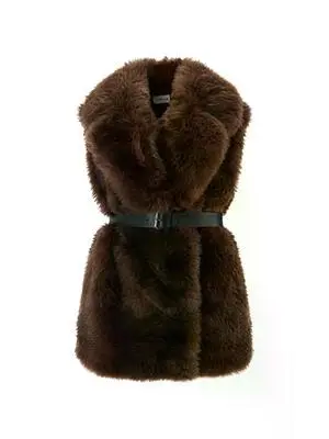 P.a.r.o.s.h Belted Faux-fur Gilet - Brown