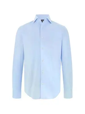 Boggi Milano Shirt In Cotton Dobby Regular-fit - Blue