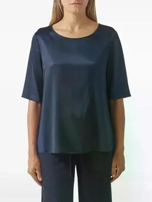 Max Mara Segale Satin-finish Short-sleeve Top - Blue